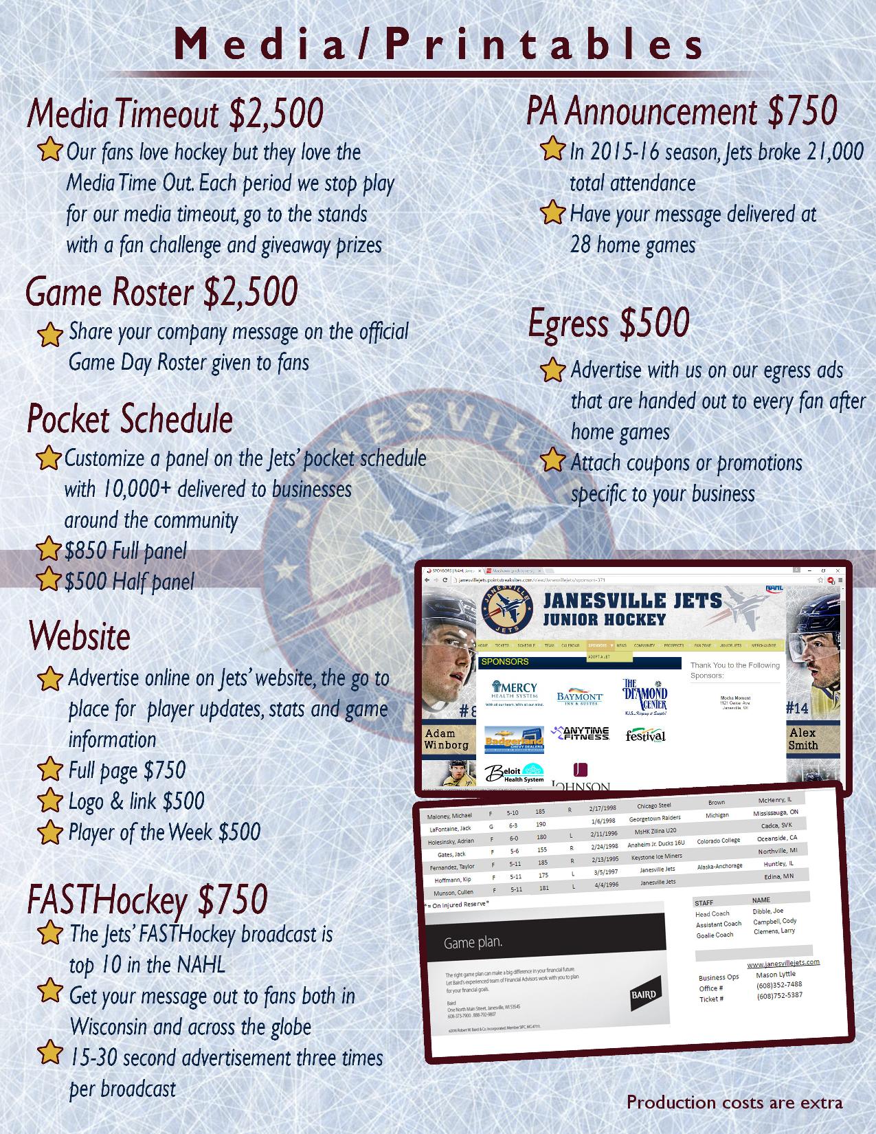 Sponsorship Opportunities - JANESVILLE JETS